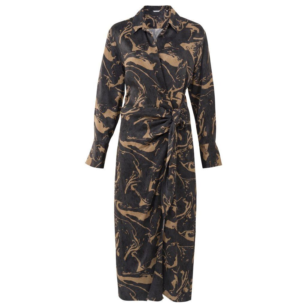Yaya aop dress l/s with knotted detail phantom online kopen. | G-Level